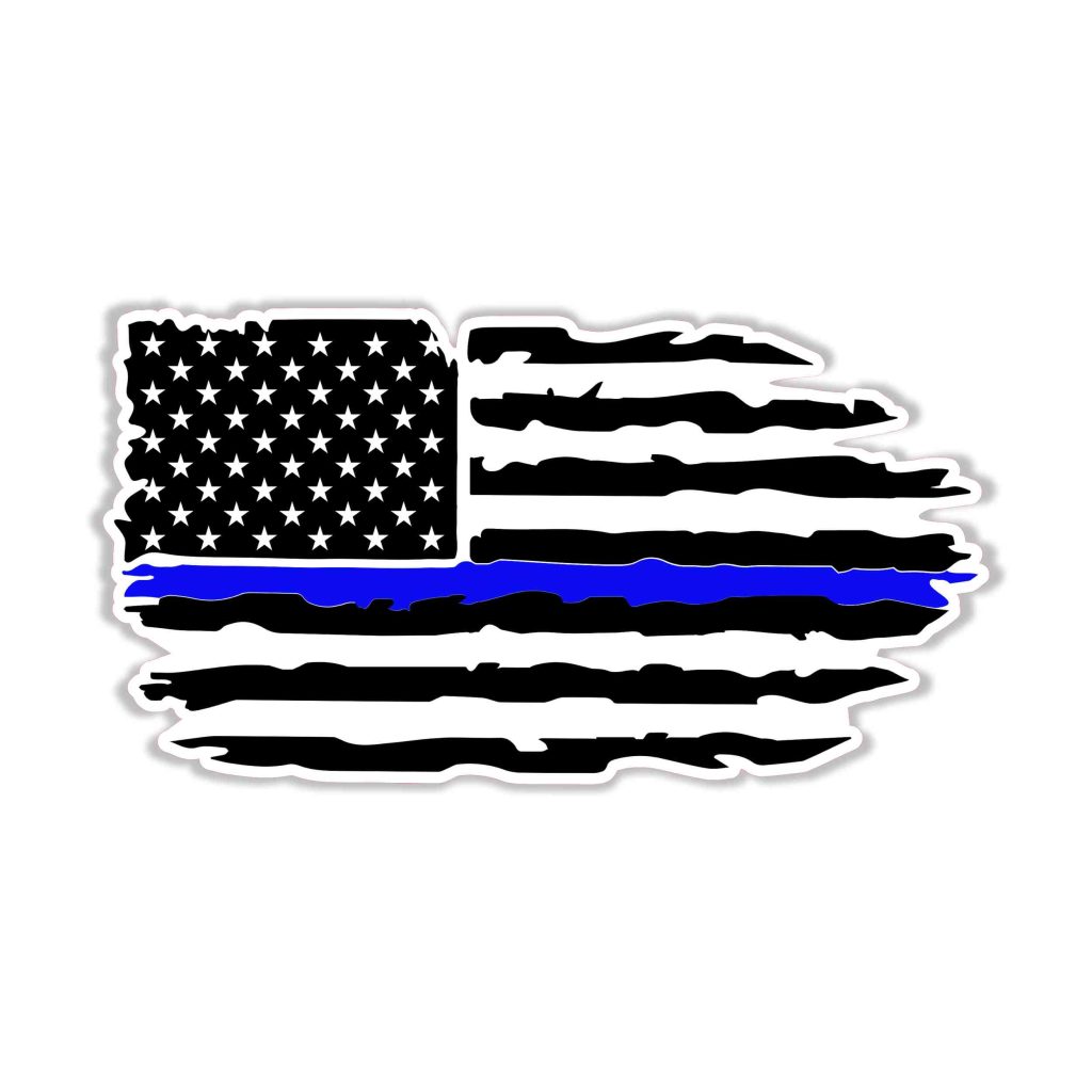 Distressed Blue Line American Flag – Full Color Vinyl Decal – custom ...