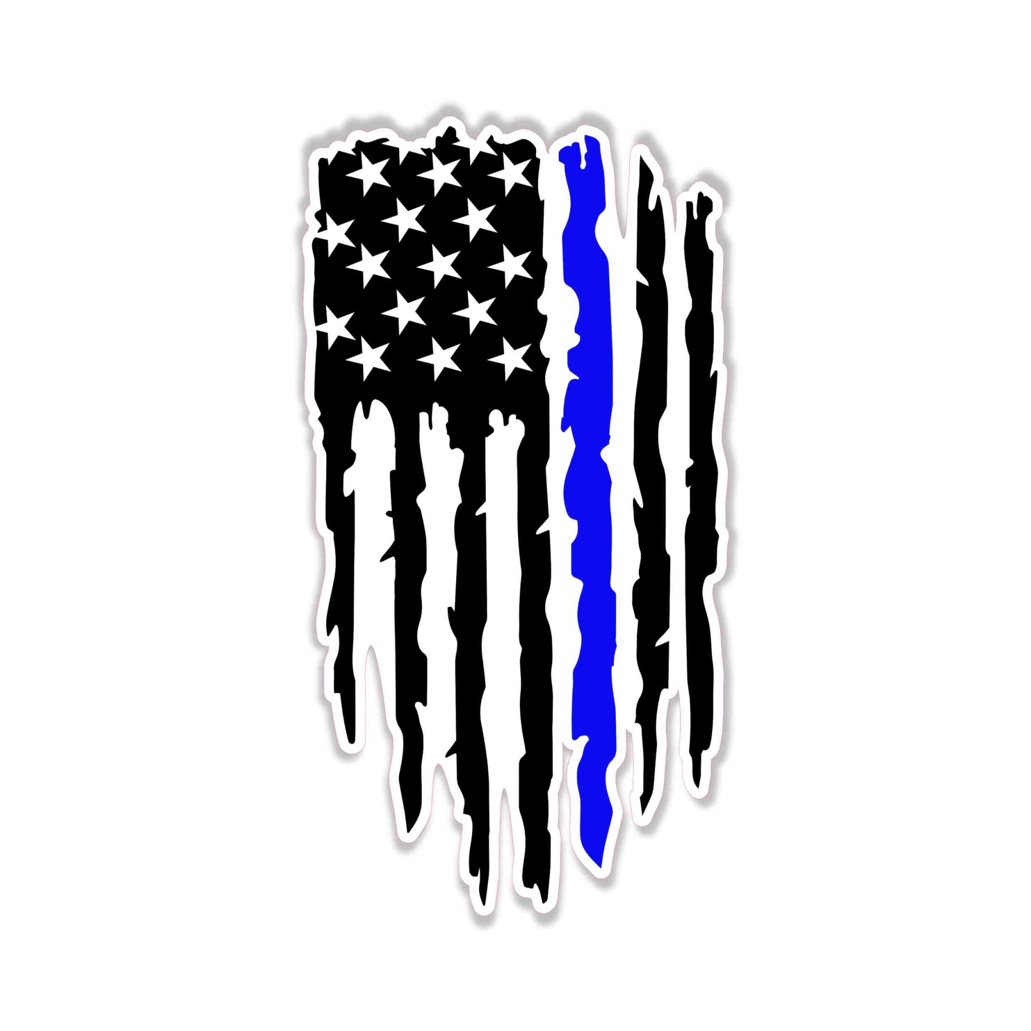 Distressed Blue Line American Flag – Full Color Vinyl Decal – custom ...