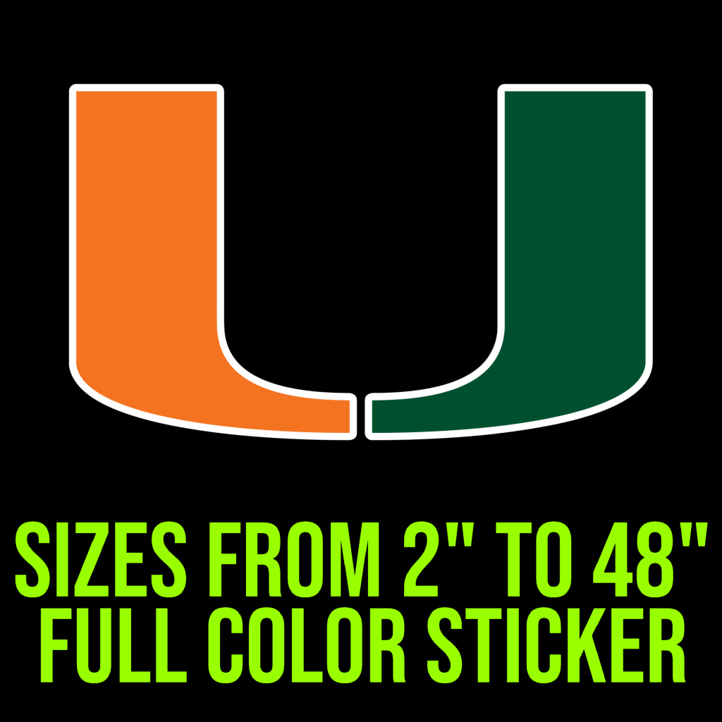 Miami Hurricanes Full Color Vinyl Decal – Custom Size – Biggest Decal Shop