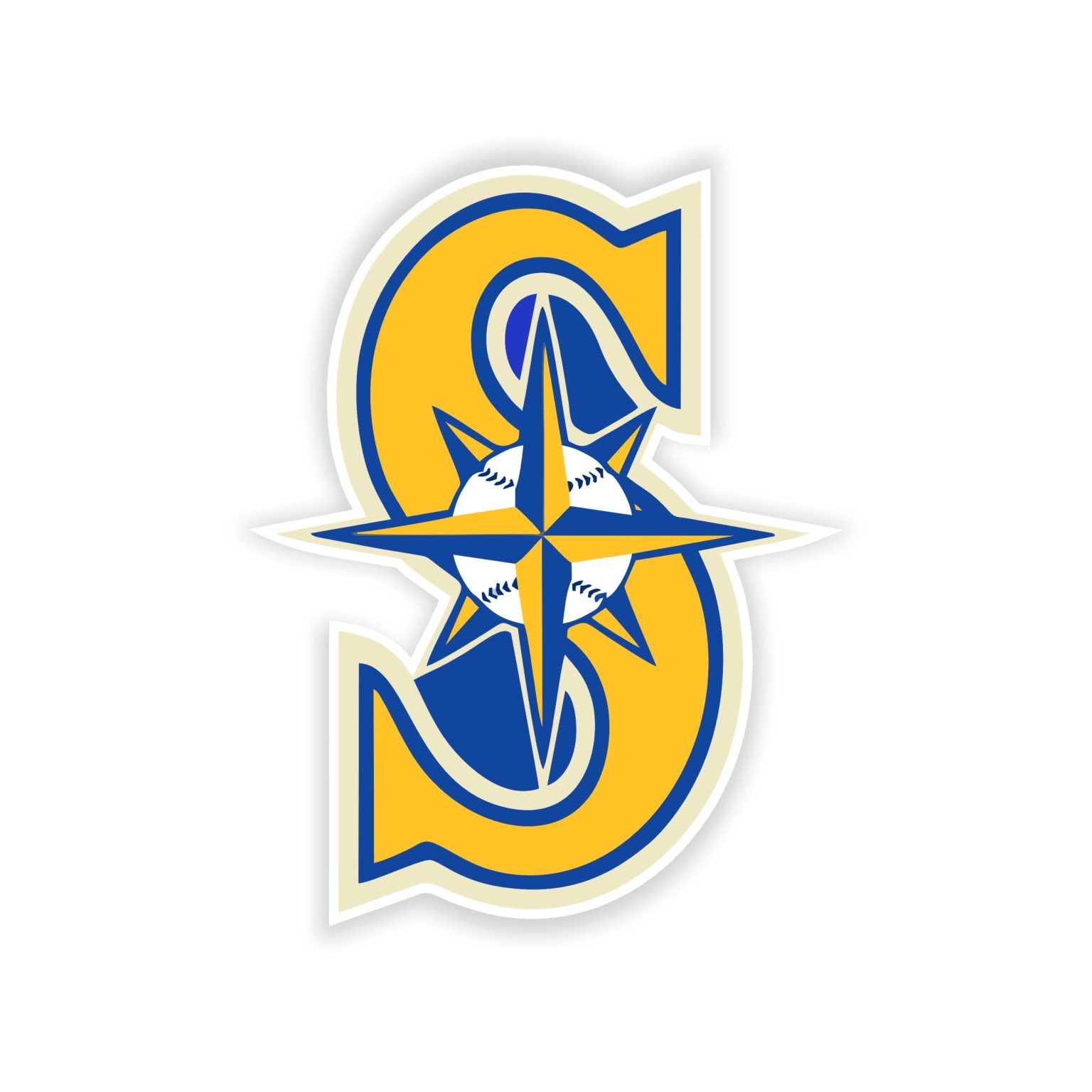 Seattle Mariners – Yellow S – Full Color Vinyl Sticker – Custom Size ...