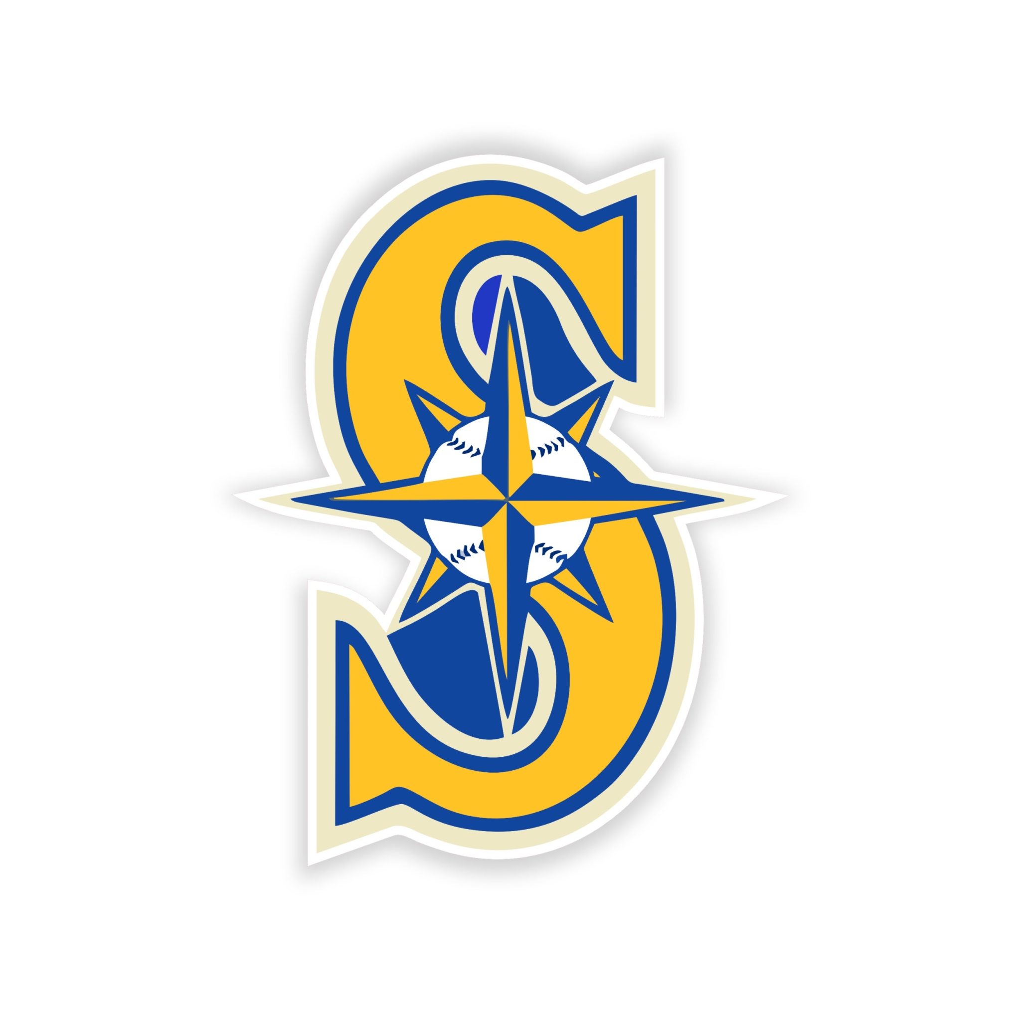 Seattle Mariners – Yellow S – Full Color Vinyl Sticker – Custom Size ...