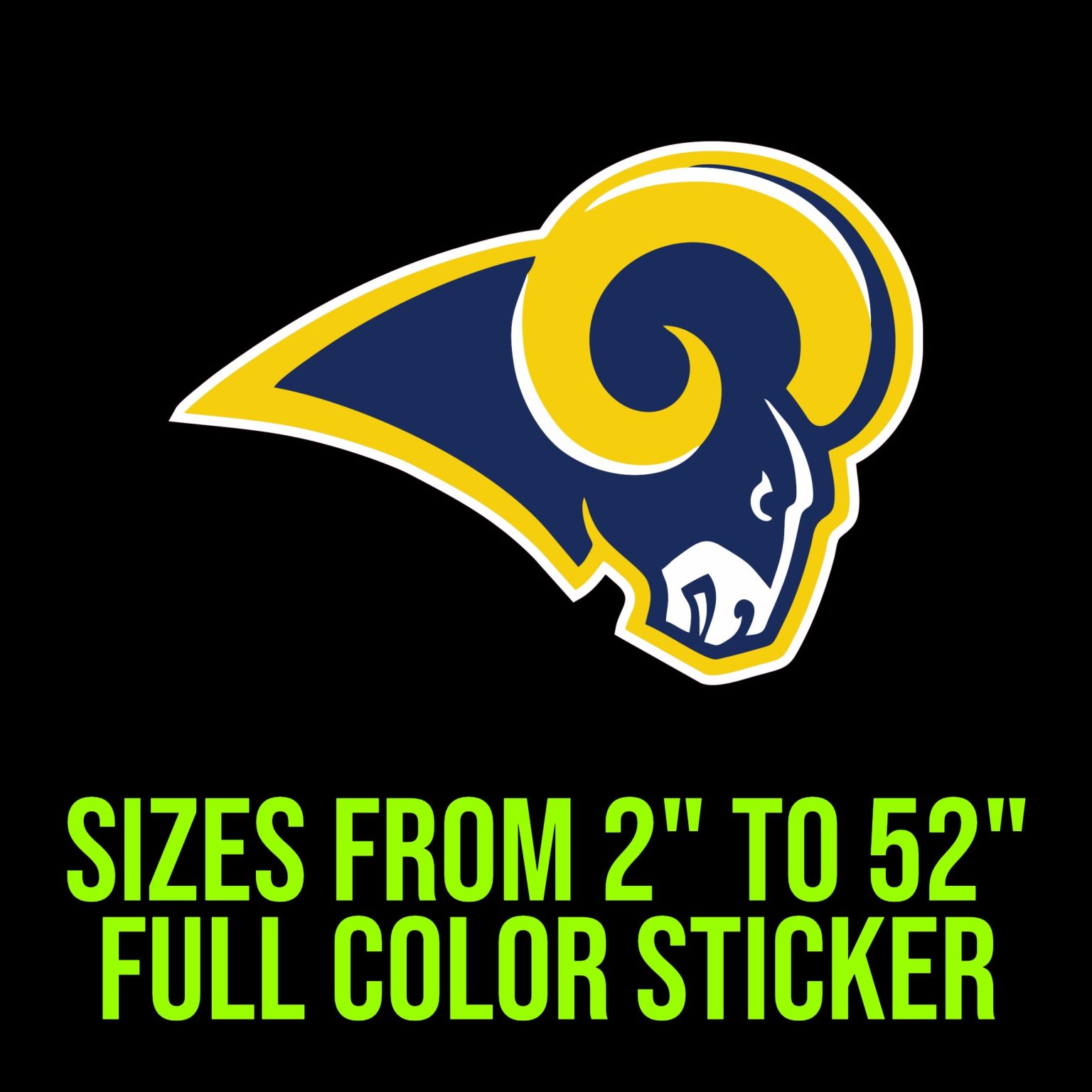 Los Angeles Rams Full Color Vinyl Sticker – Custom Size – Biggest Decal ...