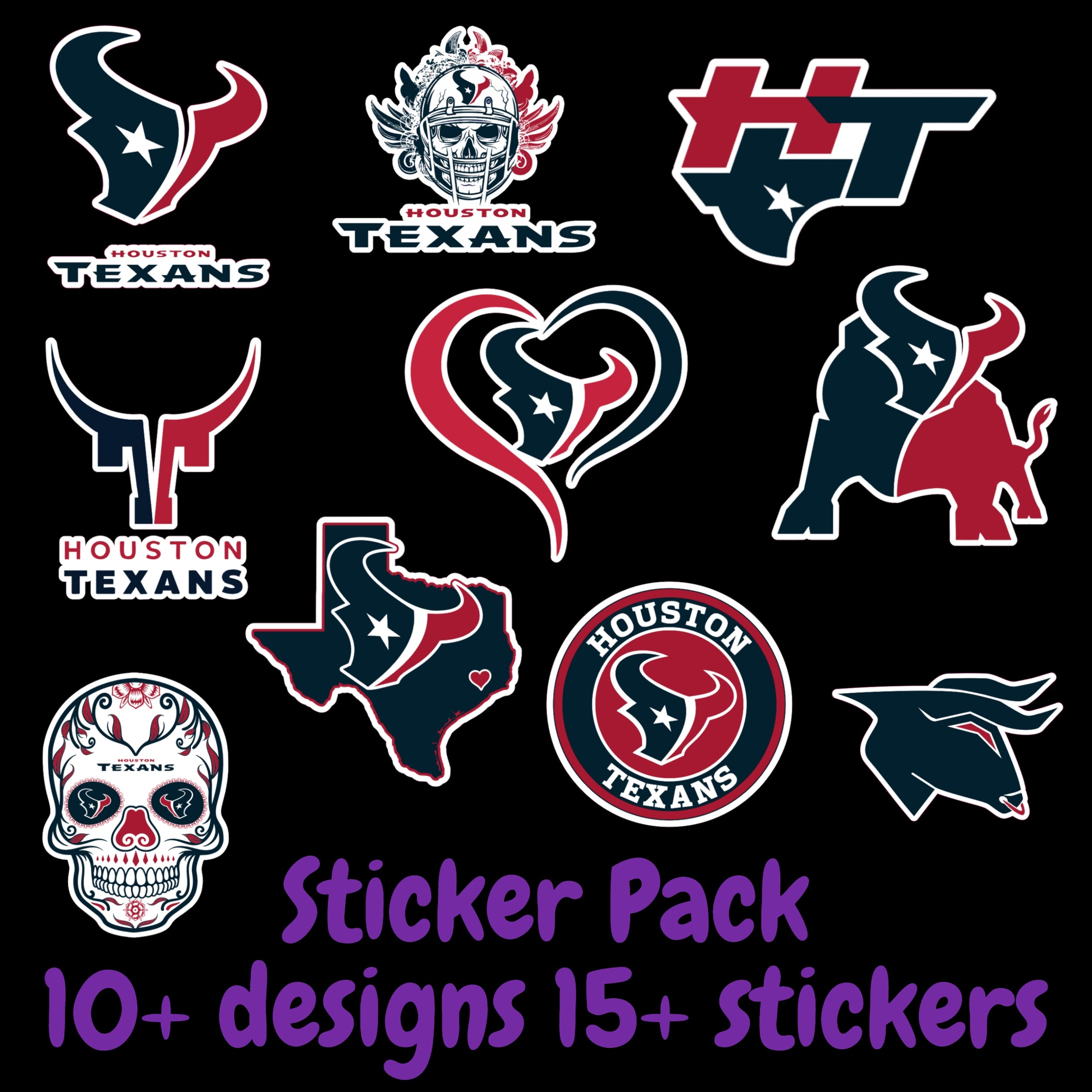 Houston Texans Sticker Pack; Hydroflask decal ; Laptop Decal ; Yeti ...