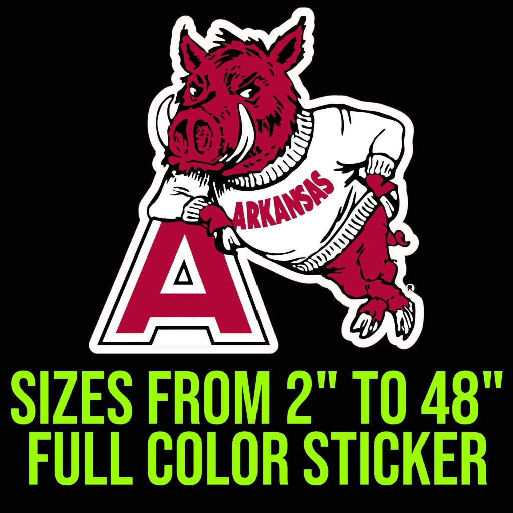 Arkansas Razorbacks Full Color Vinyl Decal – Custom Size – Biggest ...