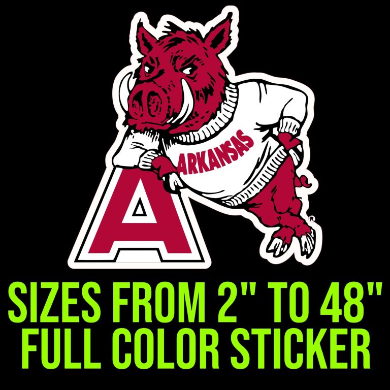 Arkansas Razorbacks Full Color Vinyl Decal – Custom Size – Biggest ...