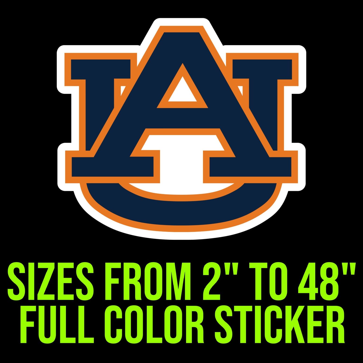 Auburn Tigers Full Color Vinyl Decal – Custom Size – Biggest Decal Shop