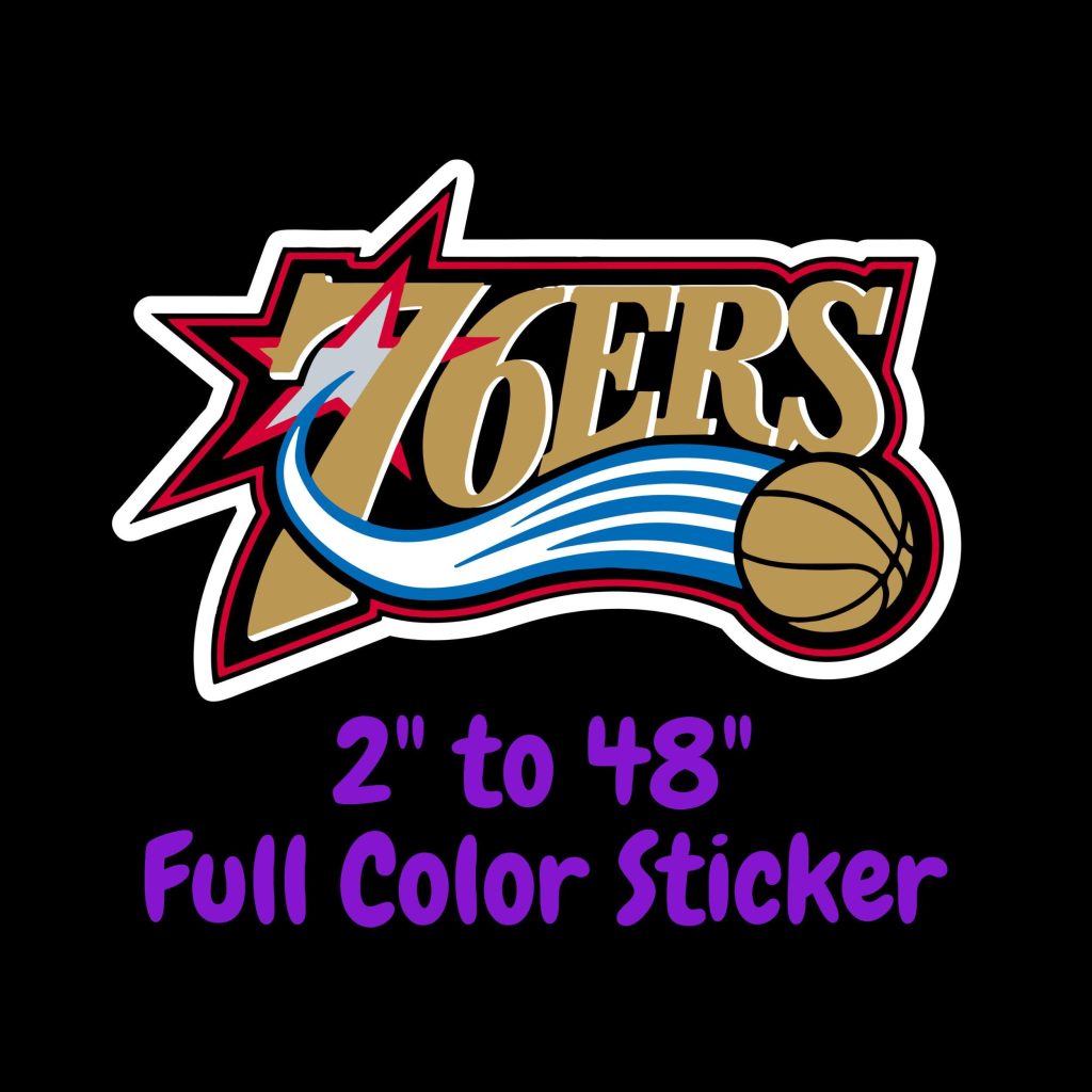 Philadelphia 76ers Full Color Vinyl Sticker – Custom Size – Biggest ...