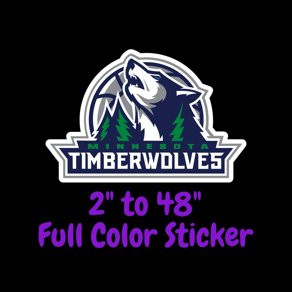 Minnesota Timberwolves Full Color Vinyl Sticker – Custom Size – Biggest ...