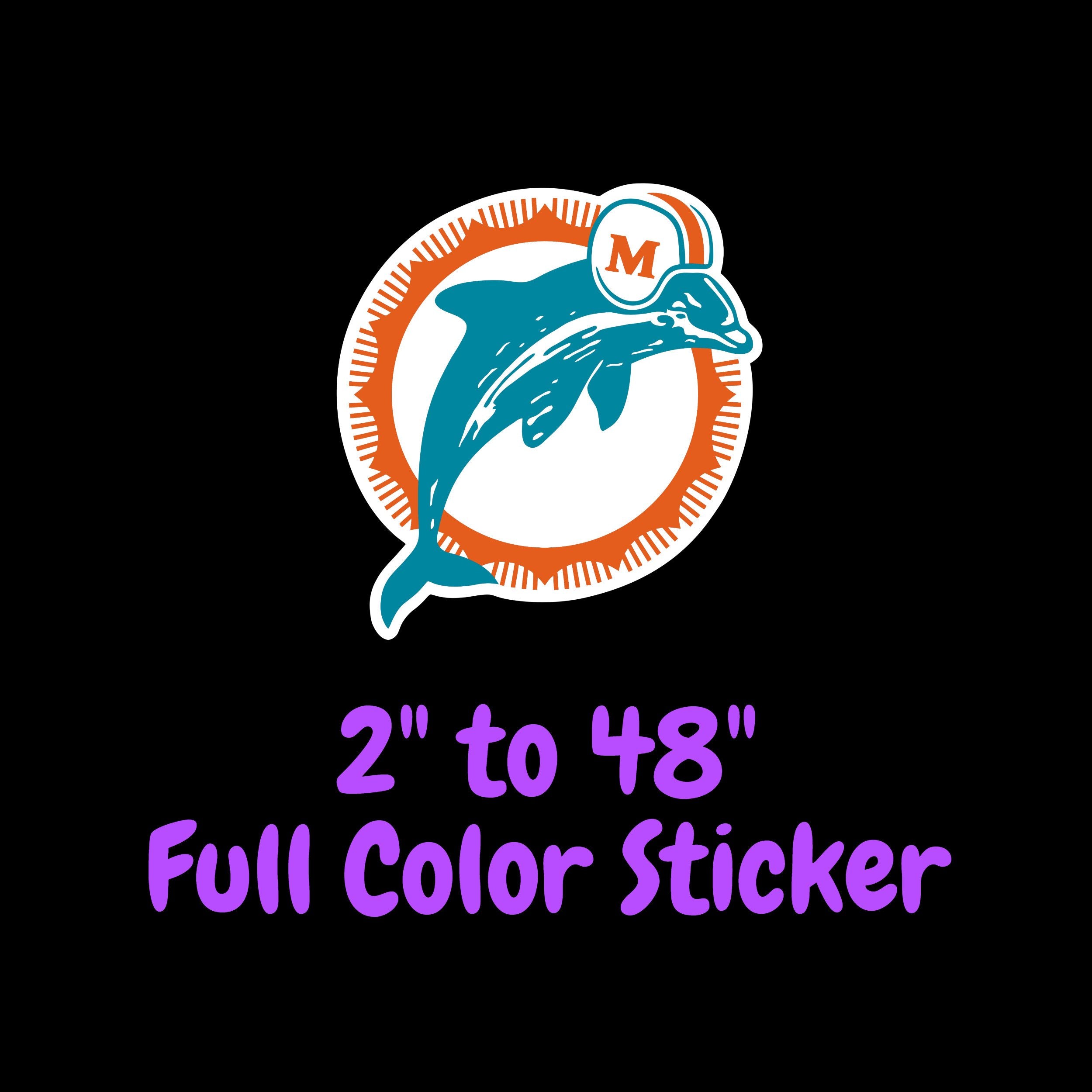 Miami Dolphins – Circle – Full Color Vinyl Sticker – Custom Size ...