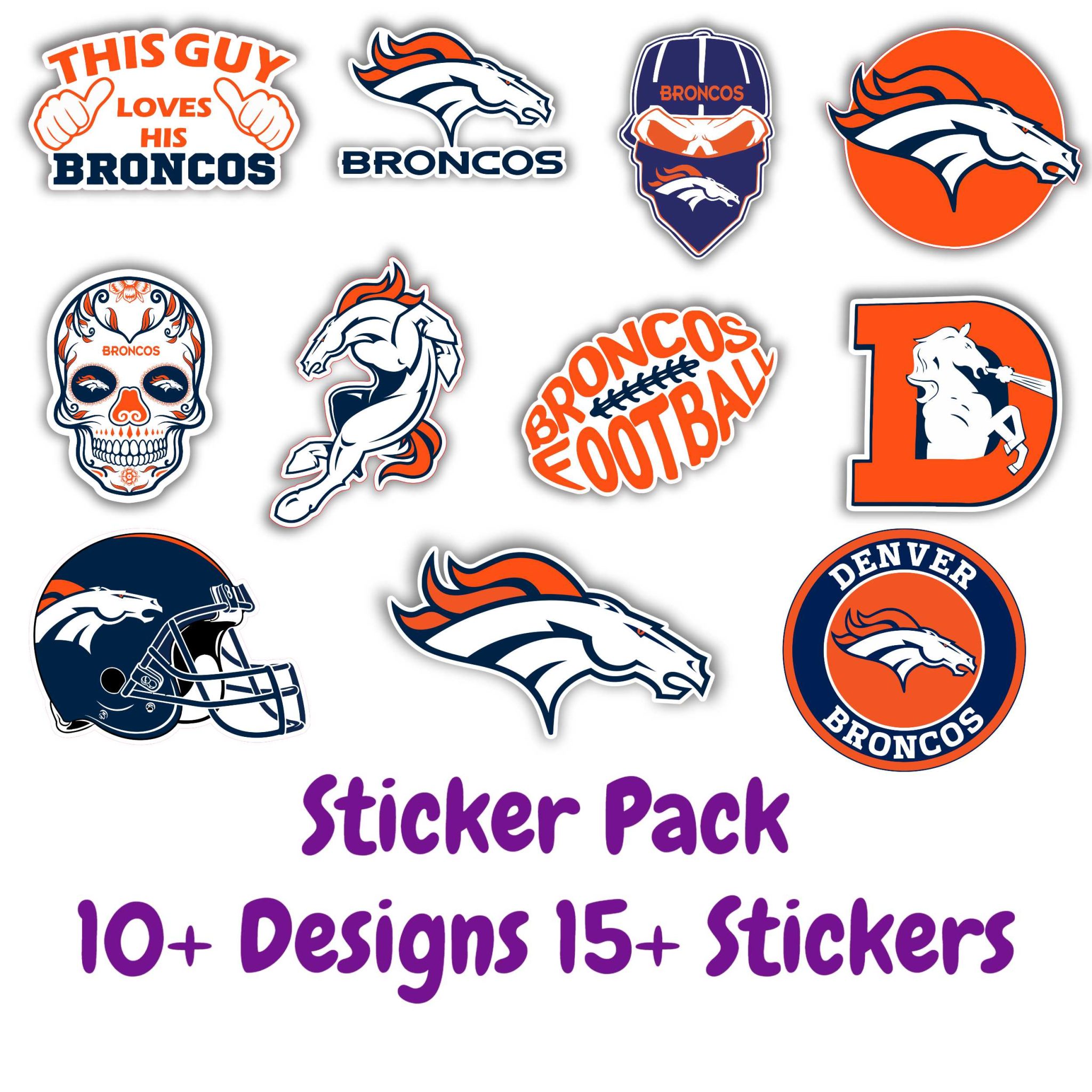 Denver Broncos Sticker Pack; Hydroflask decal ; Laptop Decal ; Yeti ...