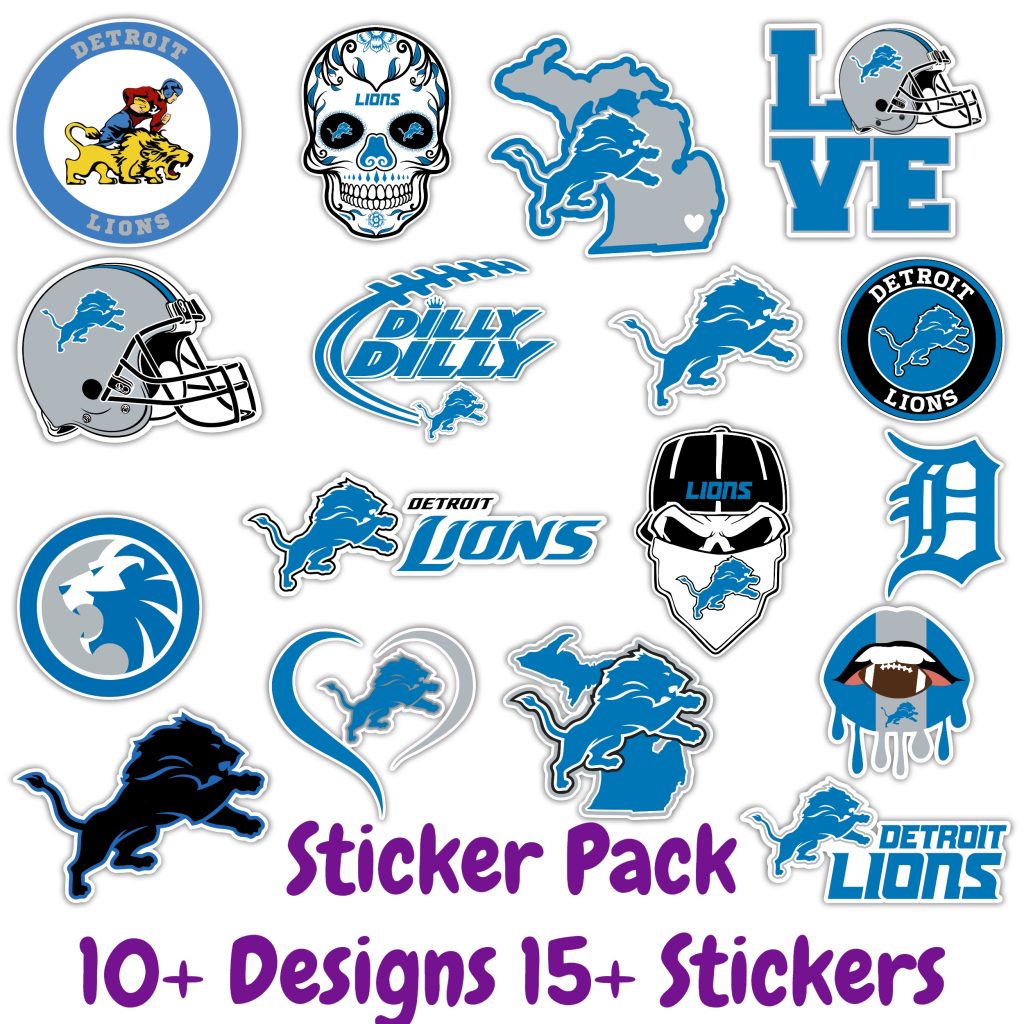 Detroit Lions Sticker Pack; Hydroflask decal ; Laptop Decal ; Yeti ...