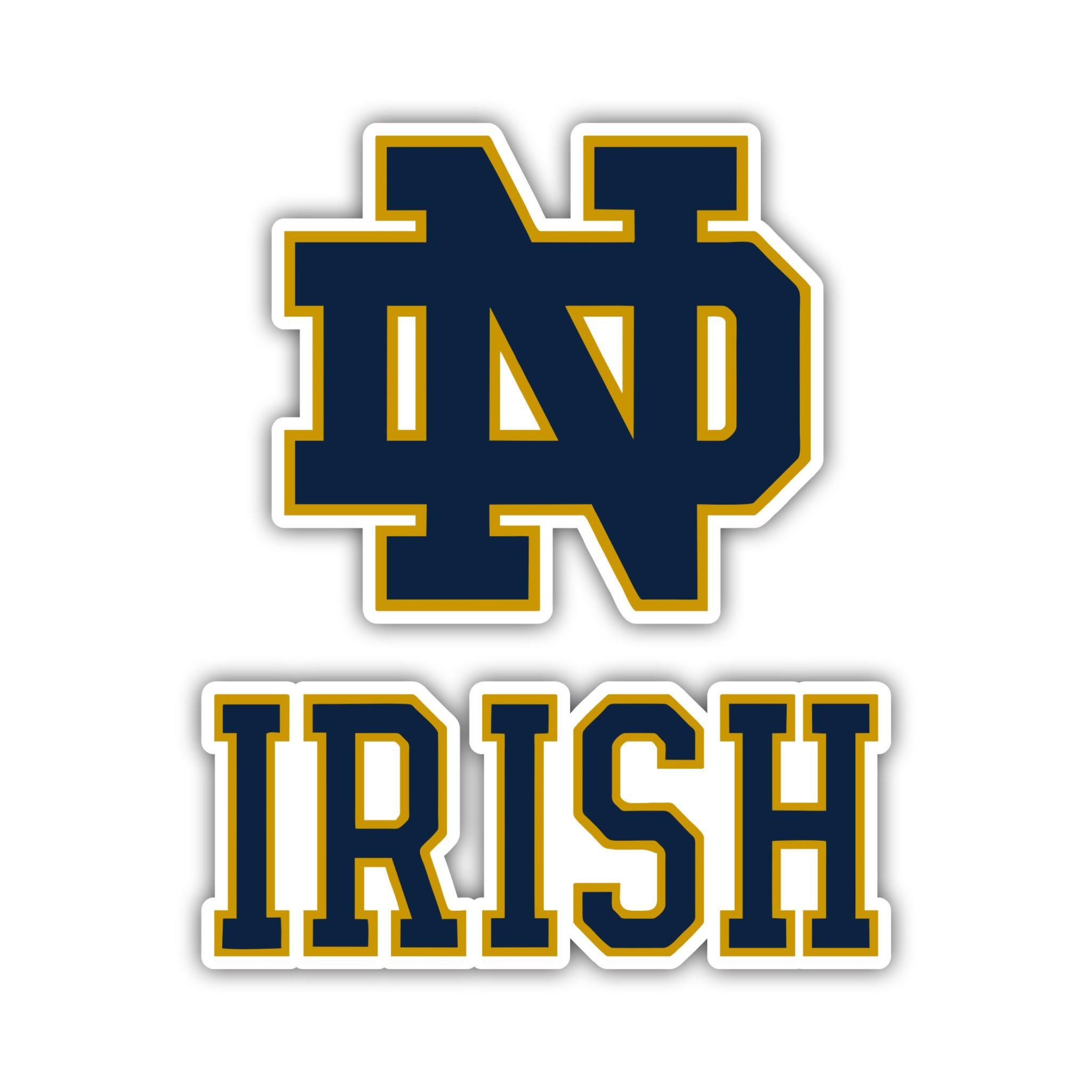 Notre Dame – ND With Irish – Full Color Vinyl Sticker – Custom Size ...