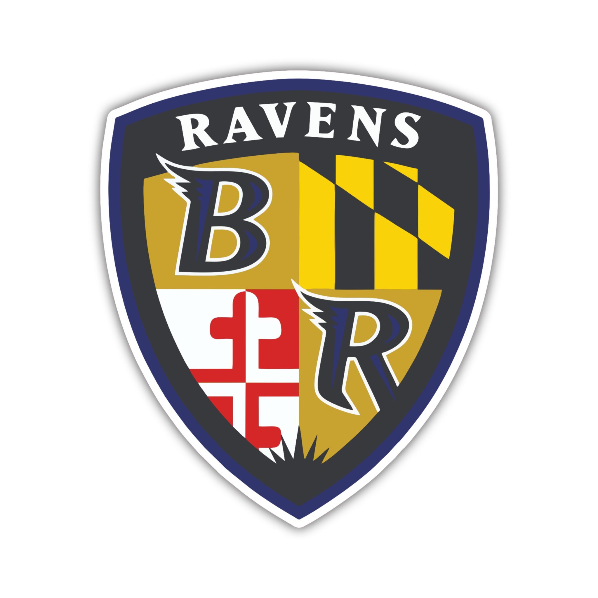 Baltimore Ravens – Shield – Full Color Vinyl Sticker – Custom Size ...
