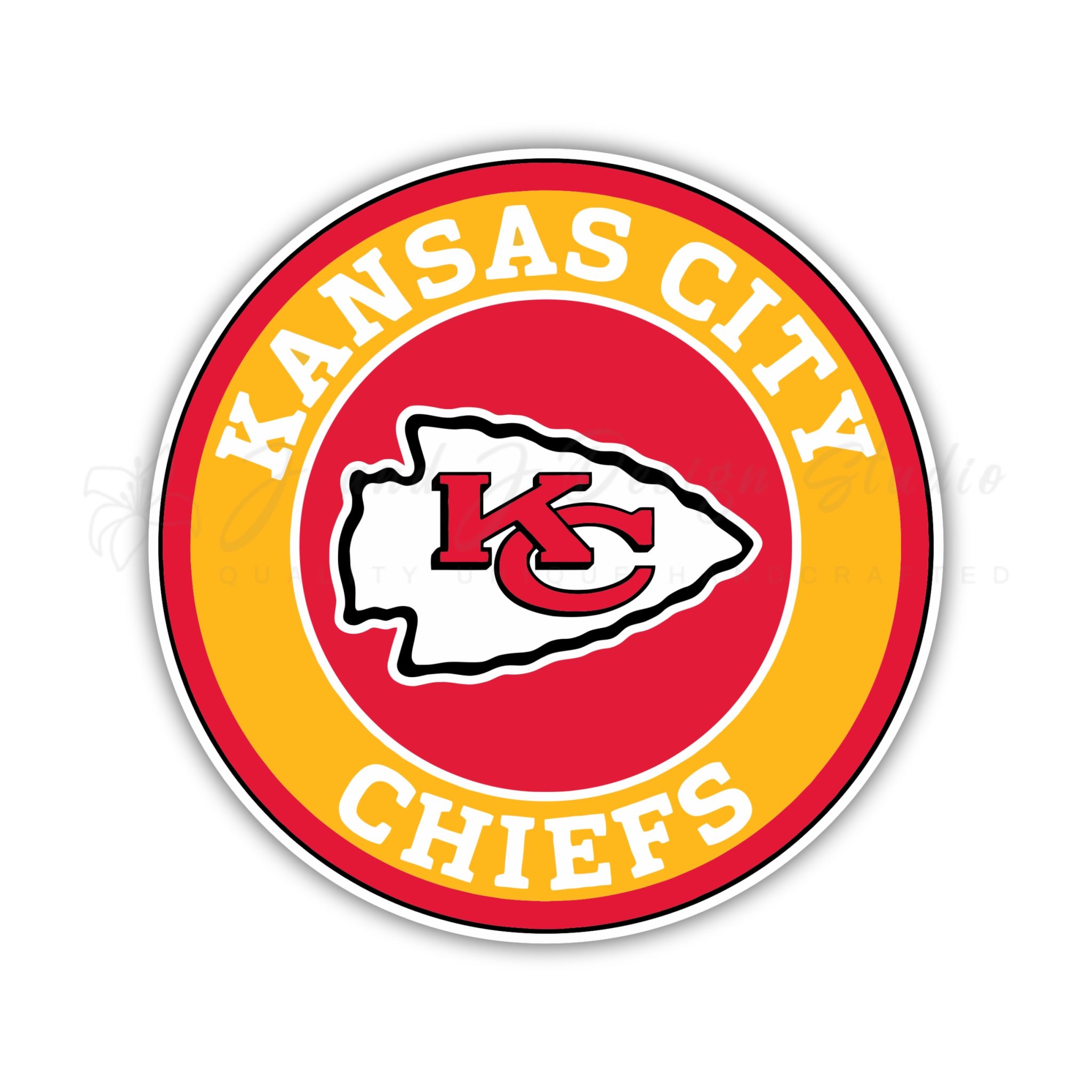 Kansas City Chiefs – Round KC – Full Color Vinyl Decal – Biggest Decal Shop